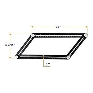 POWERTEC 80003 Universal Angle Template Tool - Easy to Use Metal Multi Angle Ruler - Ultra Precise - Easy One Hand Utility