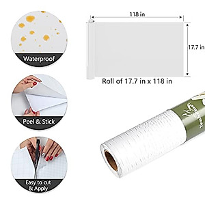 YENHOME Crocodile Textured Wallpaper Removable Wallpaper Peel and Stick White Wallpaper for Bedroom Bathroom Wall 17.7"X118" Self Adhesive Accent Wallpaper White Contact Paper for Cabinet Drawers Wall