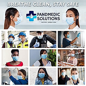 PandMedic Disposable Face Mask MADE in USA | Premium Medical American 3 Ply Safety Face Masks Breathable With Elastic Ear Loops - 50ct Box