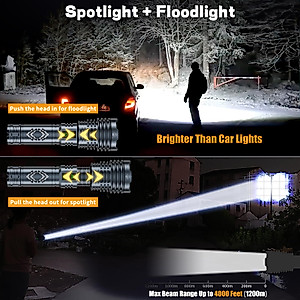 Rechargeable Flashlights 990000 High Lumens,XHP160.6 Super Bright LED Flashlight,Tactical Powerful Waterproof Handheld Flashlights with Zoomable 6 Modes for Emergencies Camping