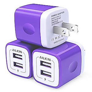 3Pcs Wall Charger Cube 2.1A Dual USB Charger Station USB Plug AC Adapter Base Box Plug Cube for iPhone 15 14 13 12Pro/11/SE/X/XS Max/8/7 Plus/6S, iPad Pro Air/Mini, Samsung Galaxy, Block Box Brick