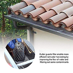 Roof Gutter Guard Filters Expand Aluminum Filter Strainer Stops Blockage Leaf Drains Debris Drain Net Cover(4pcs)