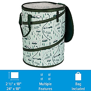 Camco Pop-Up Utility Container | Features Heavy Duty Liner & Zipper Close Lid | Holds 30-Gallon Kitchen-Size Trash Bags | Stands 2-Ft Tall & Collapses for RV Storage and Organization (42996)