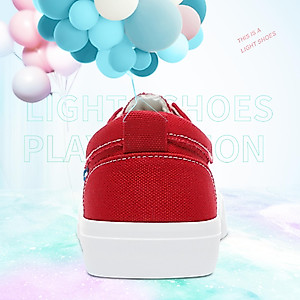 Obtaom Women Red Canvas Fashion Sneakers Cute Lace up Canvas Shoes Low Top washed Canvas Flat for lady(Red,US10)