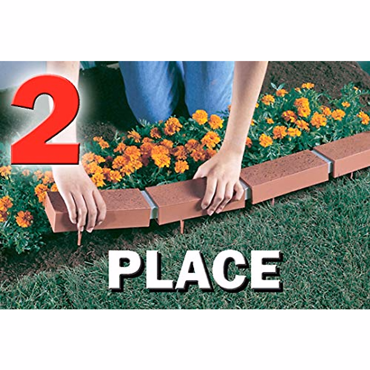 Argee RG840S Let's Light It 40-Foot Decorative Plastic Brick Edging with 6 Built-In Solar Lights, Terra Cotta