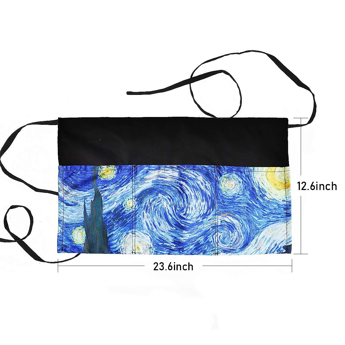 Waitress Apron with 3 Pockets,Blue Waist Server Aprons,Waiter Half Apron for Women,Serving Apron(Starry Night)