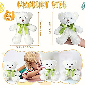 Hungdao 24 Pcs Bear Bulk Plush Stuffed Animals 10 Inch Cute Soft Stuffed Bear with Green Bow for Baby Shower Birthday Party Gift (White)