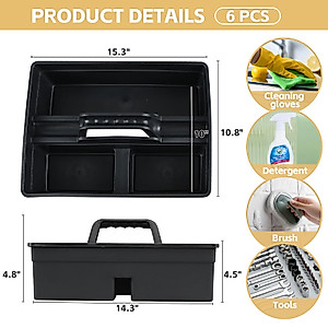 Jandson 6 Pack Cleaning Organizer Caddy with Handle, Plastic Carry Caddy for Cleaning Products