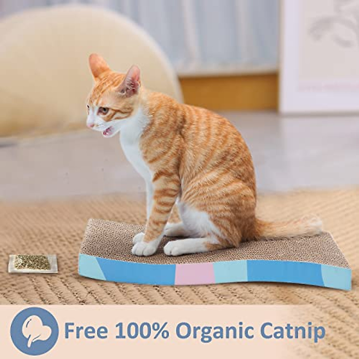 WDTKPTXL Cat Scratcher Cardboard Cat Scratch Pad Reversible Cat Scratching Mat for Indoor Cats with Catnip