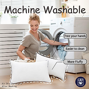 Wuuyuef 12 x 20 Pillow Insert set of 2 Indoor Throw Pillow Insert, Rectangle Decorative Pillows Inserts, Throw Pillows for Couch,Throw Pillows for Bed,White Throw Pillows