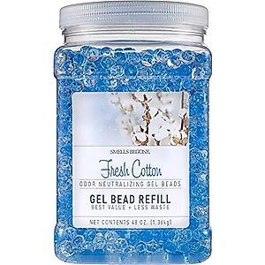 SMELLS BEGONE Odor Eliminator Gel Bead Refill - Eliminates Odors from Bathrooms, Cars, Boats, RVs & Pet Areas - Made with Essential Oils - Fresh Cotton Scent - 48 Ounce