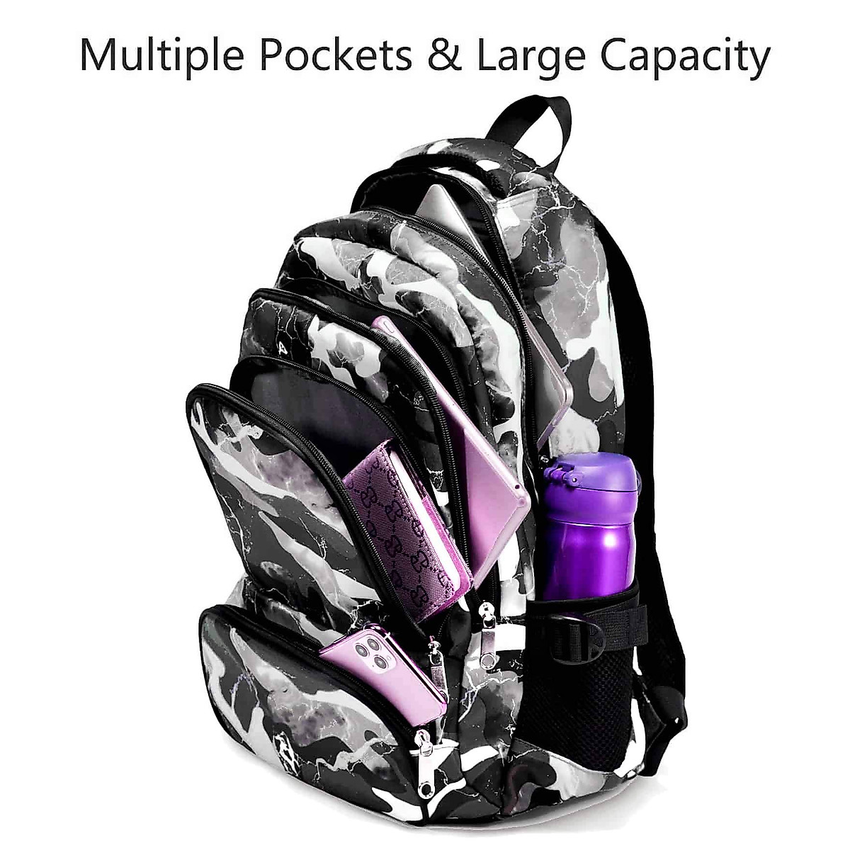 BLUEFAIRY Kids Backpack for Boys Elementary School Bags Primary Middle School Bookbags for Teens Back to School Gifts for Childs Mochila Escolares para Niños 17 Inch Aged 6-8 Camo Grey