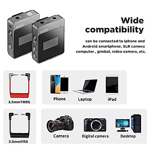 GODOX MoveLink M2 Wireless Lavalier Microphone System, 2.4GHz Dual Channel Lapel Mic with Charging Case for DSLR Cameras Smartphones for YouTube Interview Video Recording Vlogging Live Streaming