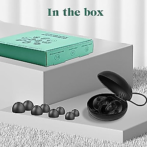 Ear Plugs for Noise Reduction Reusable Hearing Protection in Flexible Silicone for Concerts,Work,Study 8 Size Eartips with Small Box,Perfect -30dB Earplugs for Sleeping Noise Cancelling (Deep Black)