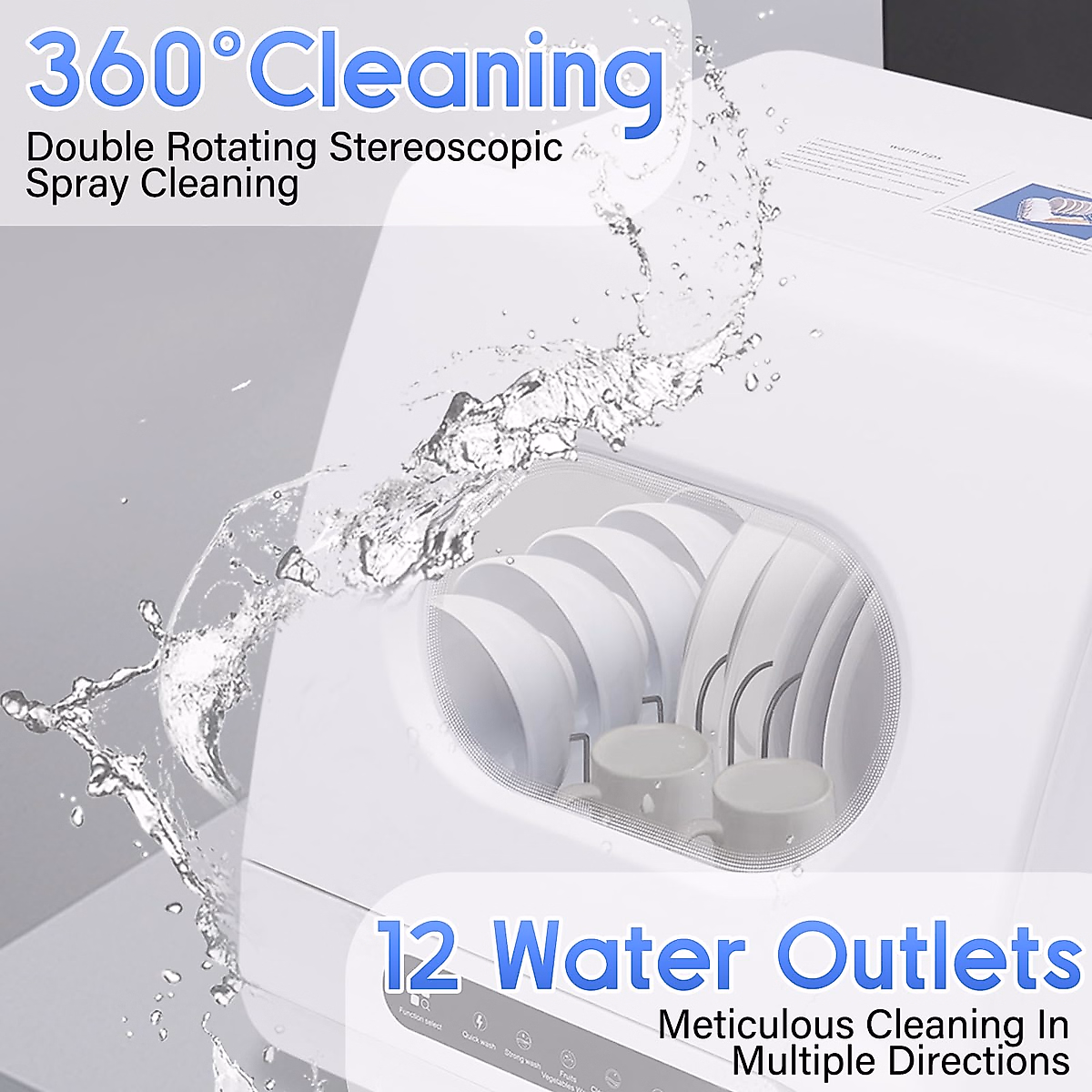 JLYNOWPT Countertop Dishwasher Portable Dishwasher with 5L Built-In Water Tank Mini Dish Washer with 5 Washing Programs and 360° Dual Spray for Small Apartments and Rvs