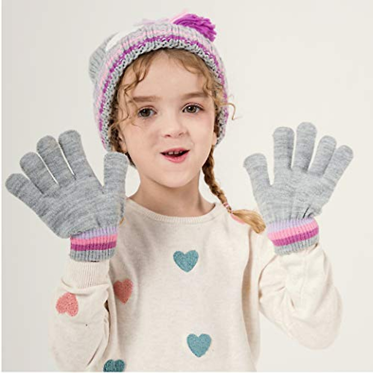 accsa Toddler Kids Girl Novelty Colorful Knit Unicorn Pony Beanie Hat Age 6-9 YRS Grey