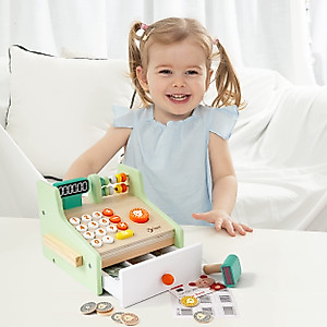 Classic World Cash Register Wooden Pretend Play Counting Toy for Kids Baby Gift