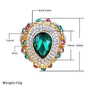 CKHAO Women Ring - 28mm Big Size Antique Gold Plated Turkish Style Green Gemstone Vintage Girls Ring Women Jewelry Z0252 (7)