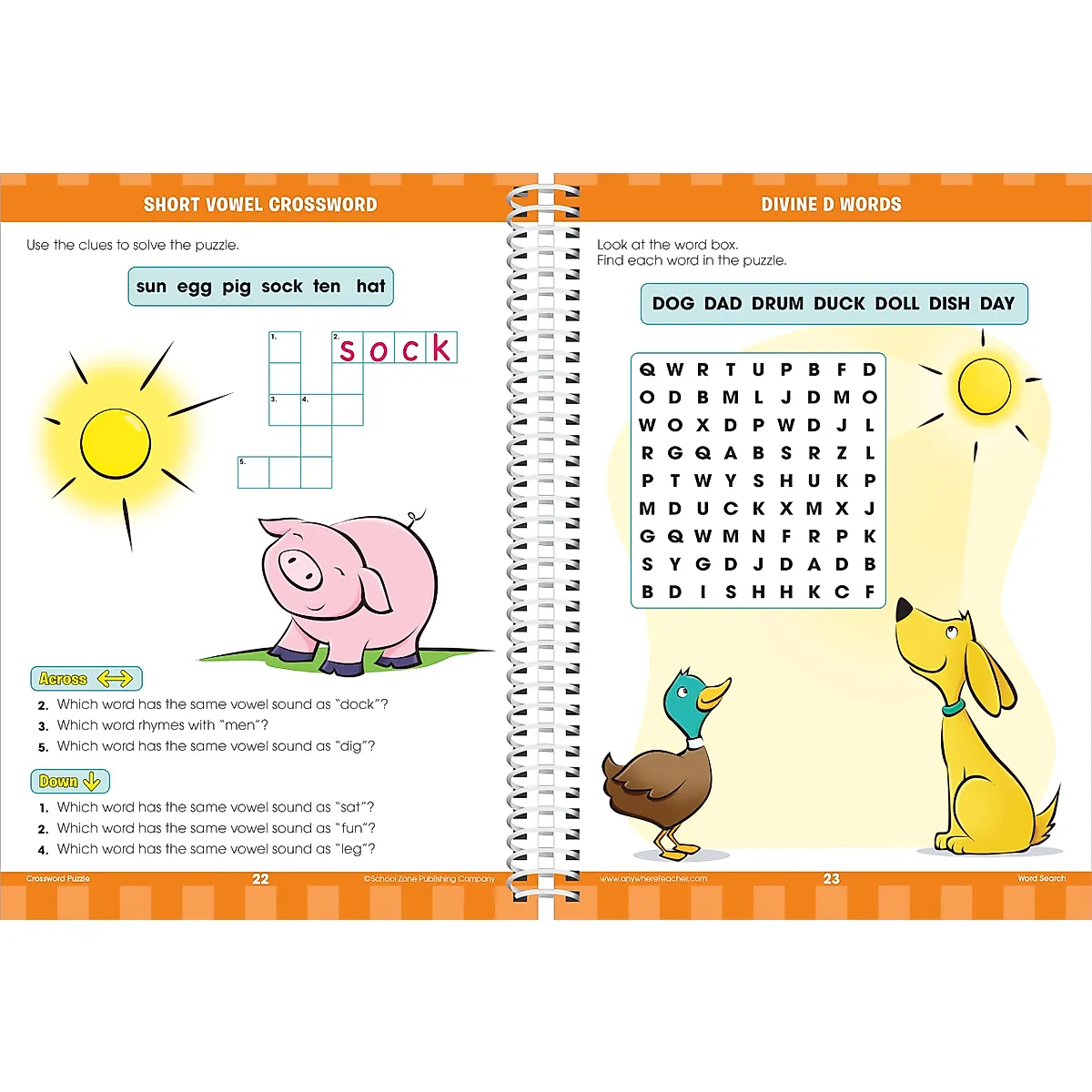 School Zone - Big First Grade Workbook - 320 Spiral Pages, Ages 6 to 7, 1st Grade, Reading, Parts of Speech, Basic Math, Word Problems, Time, Money, Fractions, and More (Big Spiral Bound Workbooks)