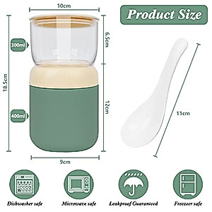 UHAPEER Oatmeal Yogurt Container, Overnight Oats Containers with Lids and Spoon, Stainless Steel Insulated Food Container, 2-Tier Cereal Cup On the Go, Parfait Cup Milk Container for Breakfast Lunch