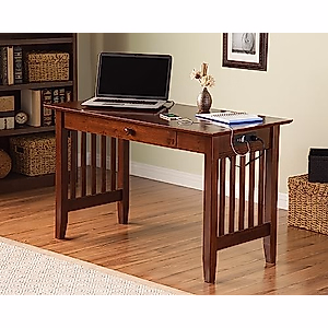 AFI AH12224 Mission Desk with Drawer and Charging Station, Walnut