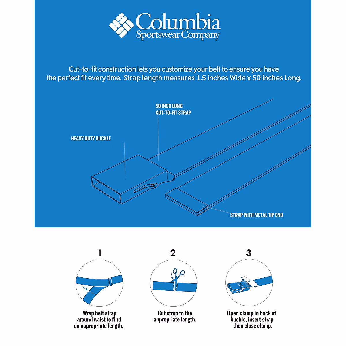 Columbia Unisex-adult Military Web Belt-Adjustable One Size Cotton Strap and Metal Plaque Buckle