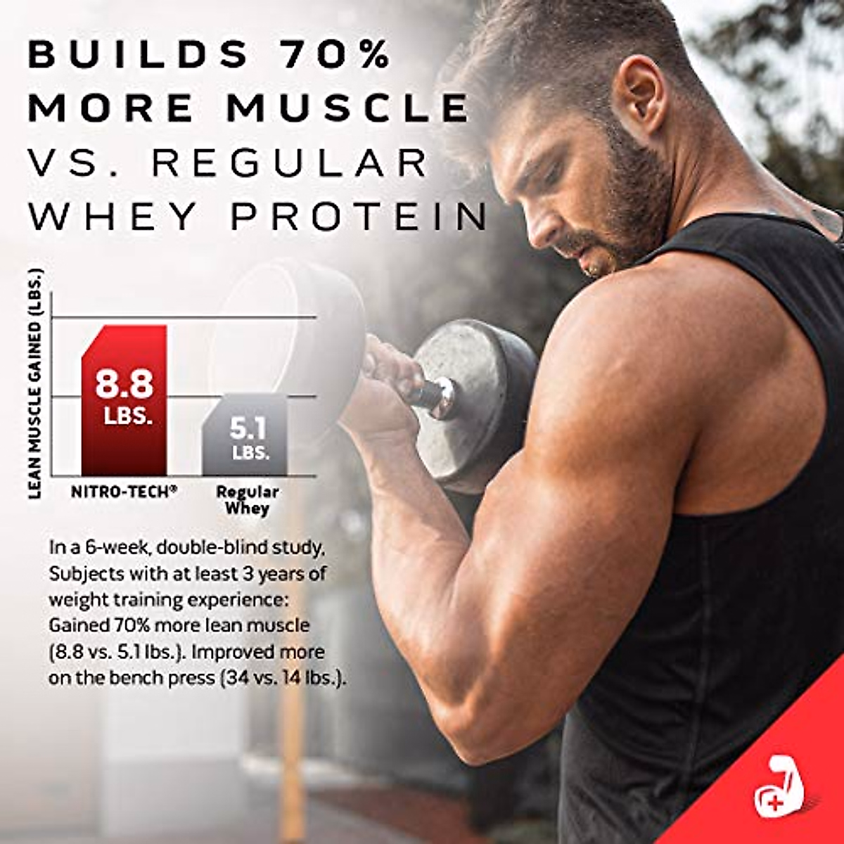 MuscleTech Nitro-Tech Whey Protein Powder Isolate & Peptides | Protein + Creatine for Muscle Gain | Muscle Builder for Men & Women | Sports Nutrition | Vanilla, 10 lb (100 Servings)