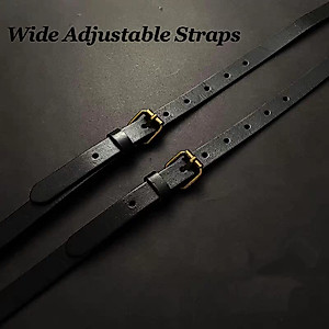 MUNION Leather Mens Suspenders Heavy Duty Y Design Adjustable with 4 Metal Snap Hooks Vintage Mens Suspenders Braces Big and Tall Groomsmen Gift for Wedding, Black