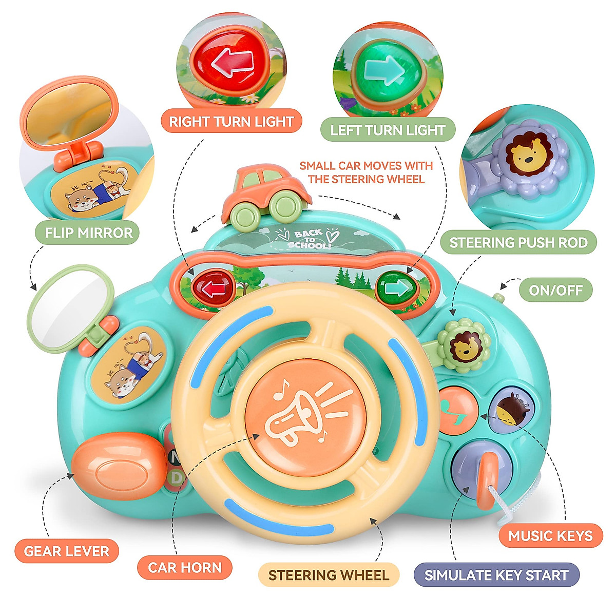 Caterbee Baby Turn and Learn Driver Steering Wheel Toys (Blue)