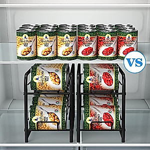 Can Organizer for Pantry 2 Pack Stackable Can Storage Dispenser Rack Canned Food Holder for Refrigerator Kitchen Cabinet, Black