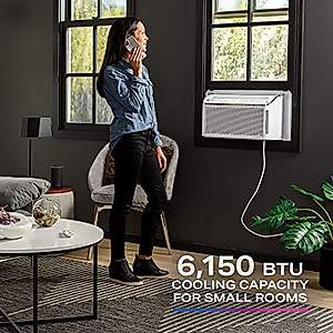 GE Profile Ultra Quiet Window Air Conditioner 6,200 BTU, WiFi Enabled Energy Efficient for Small Rooms, Easy Installation with Included Kit, 6K Window AC Unit, Energy Star, White