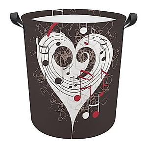 Laundry Hamper Music Symbols Love Freestanding Laundry Basket Thickened Waterproof Collapsible Clothes Hamper Storage for Clothes Toys Dorm And Family