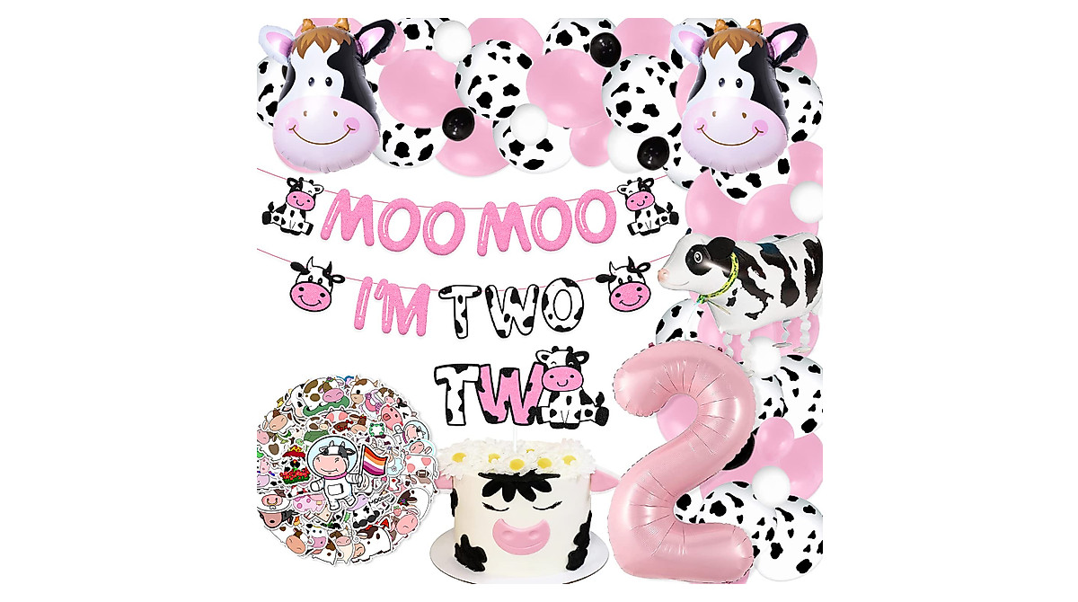 140 PCS Moo Moo Im Two Birthday Decorations for Kids