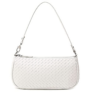 HROECHY Woven Shoulder Bags for Women Small White Purse Knoted Handbag Crocodile Pattern Clutch 90s Purses