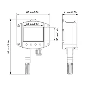 Zerodis Temperature Sensor Humidity Transmitter Wall Mount LCD Display Temperature and Humidity Sensor 4‑20mA for Green House Machine Equipment