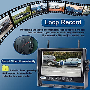 LeeKooLuu RV Backup Camera Wireless HD 1080P 7 Inch Recorder DVR Monitor Touch Key Screen Four Channel Adapter for Furrion Pre-Wired RV Rear View System Waterproof Night Vision 2022 Latest Version LK5
