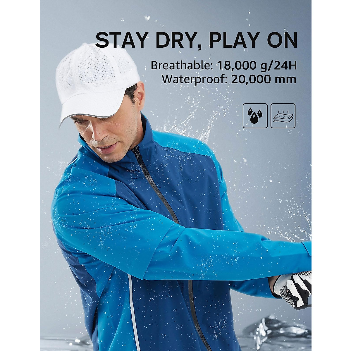 fit space Waterproof Golf Rain Suits for Men Performance Rain Jackets and Pants for All Sports (Navy-Blue Full-Zip, Medium)