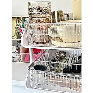 2 Tiers Under Sink Organizers And Storage, Plastic Storage Basket Drawers With Handle, White Multi-Purpose Pull Out Cabinet Organizer Shelf, Counter Organizing Tray For Kitchen, Office, Bathroom