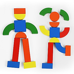 Wooden Magnetic Blocks Toys - Shape Pattern Building Block - Large Tangram Puzzles for Kids - Geometric Creative Development Toys Montessori Learning Material - Stocking Fillers Stuffers 3 Years