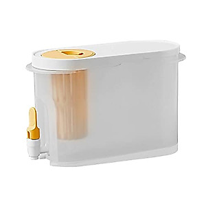 SAHLA 3.9L Plastic Drink Dispenser with Spigot for Fridge, Cold Kettle with Faucet in Refrigerator, Clear Beverage Dispenser for Fridge with Spigot and Fruit Infuser Yellow