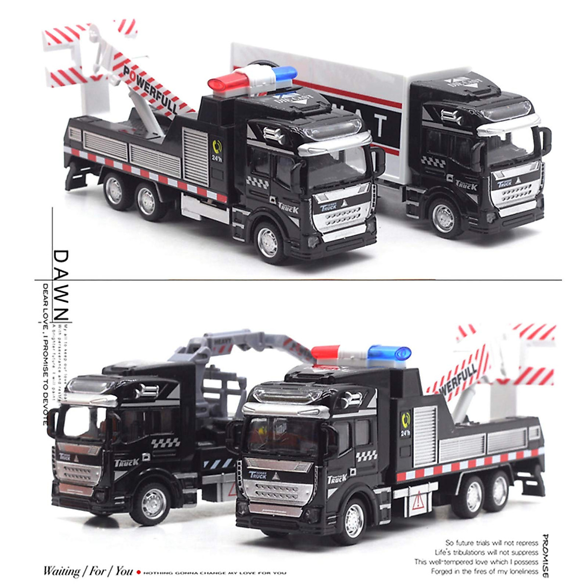 1/65 Alloy Diecast Container Truck Model Toy, Engineering Vehicle for Kids