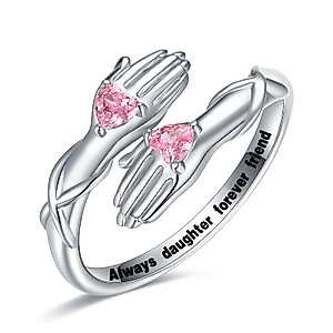 Hug Ring 925 Sterling Silver for Women Always with You Endless Hugging Ring Jewelry Gift for Daughter Teen Girls Hug Hand Rings Adjustable (I Love You Forever)