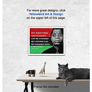 James Baldwin Quote, Black Leaders Inspirational Wall Art Print - 8x10 Civil Rights Home Decor, Classroom Decoration on African American Flag - Gift for Teacher, Black History Month - Unframed Poster