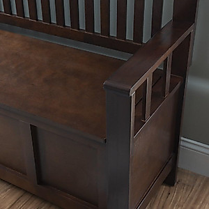 Copper Grove Migdalia Flip Top Slat Back Storage Entryway Bench White Painted