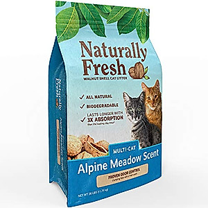 Eco-Shell Naturally Fresh Cat Litter Made From Walnut Shells, Multi-Cat, Alpine Meadow, Scented, Biodegradable, Dust-Free, Sustainable, 26 Lbs