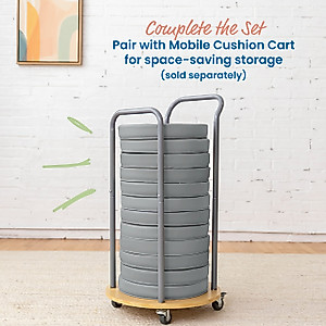 ECR4Kids SoftZone Floor Cushions with Handles, 2" Deluxe Foam, Round, Grey, (6-Pack)