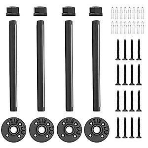Bailoo Industrial Pipe Clothing Rack 12 Inch 4 Pack, Wall Mounted Clothes Rack Heavy Duty Rustic Vintage Steel Black Metal Clothing Hanging Rod