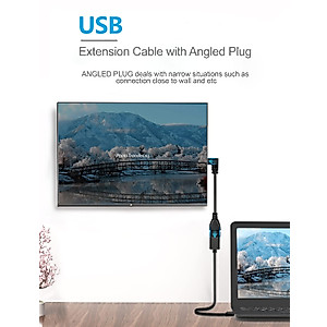 URWOOW 2 Pack SuperSpeed USB 3.0 Angle Male to Female Extension Cable 6 Inch Convertor Adapter Extender Cord Up Angle and Down Angle one Each