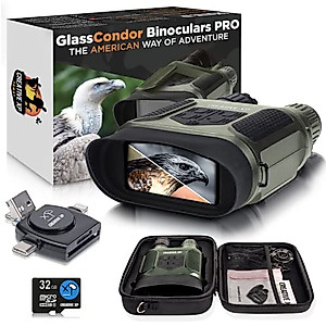 CREATIVE XP Night Vision Goggles - GlassCondor Pro - Digital Military Binoculars w/Infrared Lens, Tactical Gear for Hunting & Security, Green