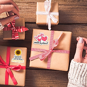 Wailozco 1.5'' Lovingly Made by Hand Stickers, Thank You Stickers,Handmade Stickers,Business Stickers,Envelopes Stickers for Online Retailers, Handmade Goods,Small Business, 500 Labels Per Roll